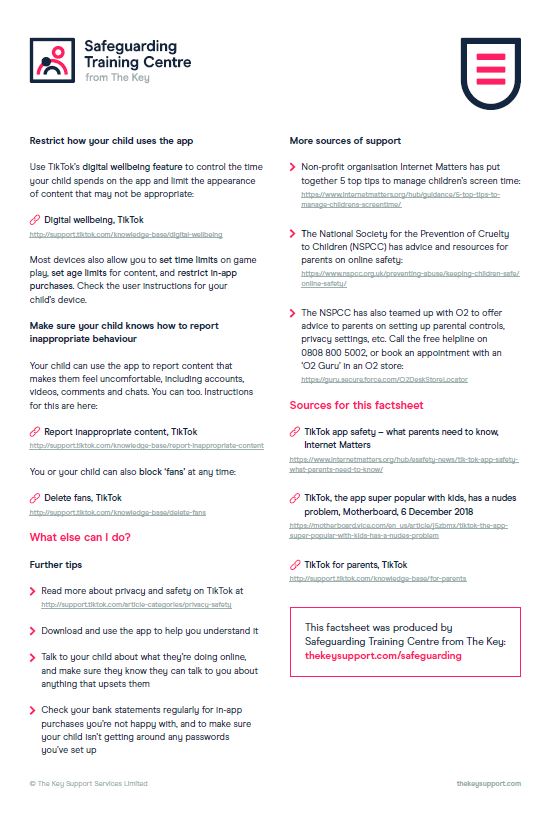 TikTok Child Safety Fact Sheet – Paulet High School & 6th Form College