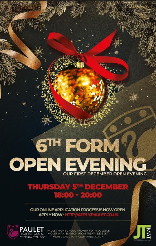 6th form applications are now open – Paulet High School & 6th Form College