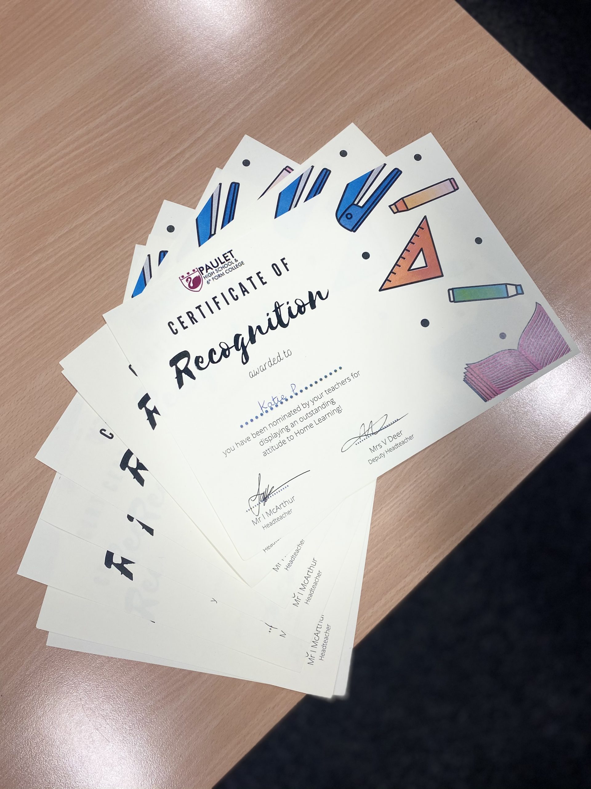 Home learning awards – Paulet High School & 6th Form College